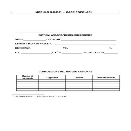 Modulo unico assegnazione case popolari nuovo | PDF