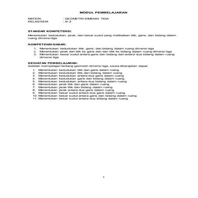 Modul pembelajaran dimensi tiga | DOCX