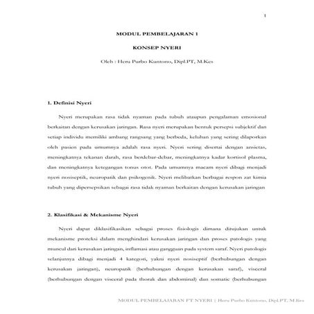 Modul pembelajaran ft nyeri | PDF