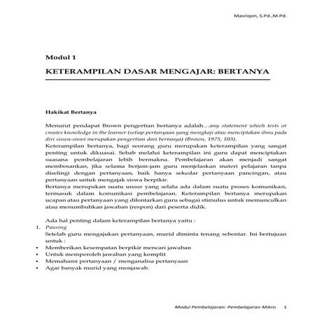 Modul pembelajaran mikro 1 | PDF
