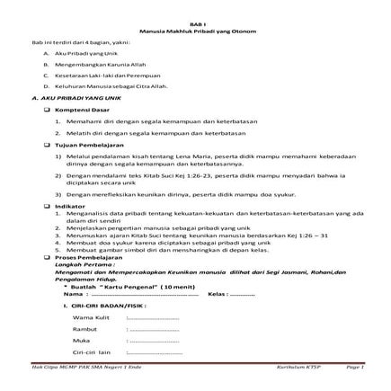 Modul Ajar Agama Kristen Fase A Kurikulum Merdeka | DOCX