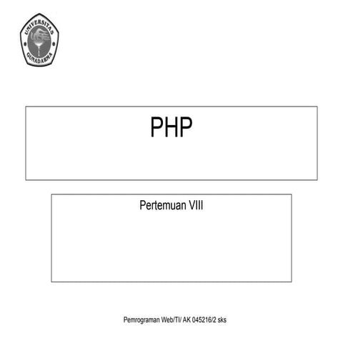 PHP adalah singkatan dari Hypertext Preprocessor, sebuah bahasa ...