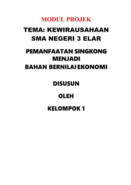 Laporan Proyek P5 Tentang Kewirausahaan | PDF