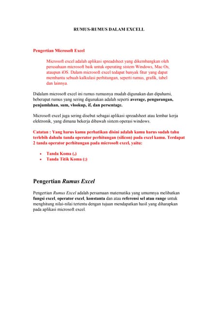 Rumus formuka dan fungsi Excel | PPTX