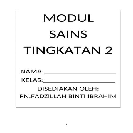 MODUL SAINS TINGKATAN tingkatan 2 uasadoc | DOC
