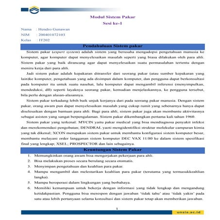 Sistem pakar (expert system) adalah sistem yang berusaha mengadopsi pengetahuan manusia ke ...