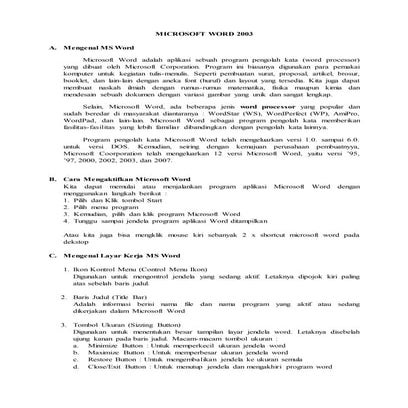 Modul Pembelajaran Microsoft Word kls 8 | DOCX
