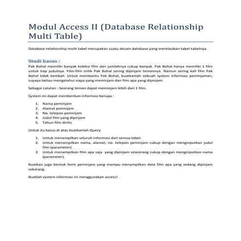 Modul tutorial ms access 2007 (menengah) | PDF