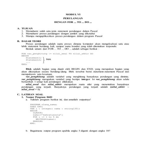 PASCAL ( MODUL 6) | PDF
