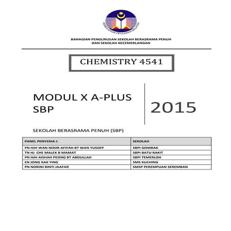 Modul X A-Plus Kimia SBP 2015 | PDF