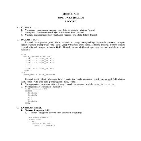 PASCAL ( MODUL 13) | PDF