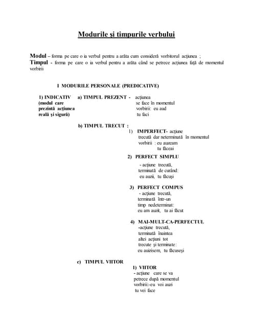 Schema - verb (moduri și timpuri verbale) | DOCX