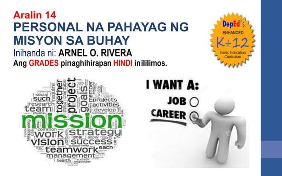 Q4-ESP9-MODULE 14-PERSONAL NA PAHAYAG NG MISYON SA BUHAY | PPT
