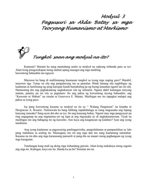 Filipino 5 Q1 Module 1 PAG-UUGNAY NG SARILING KARANASAN SA NAPAKINGGANG TEKSTO | PPTX
