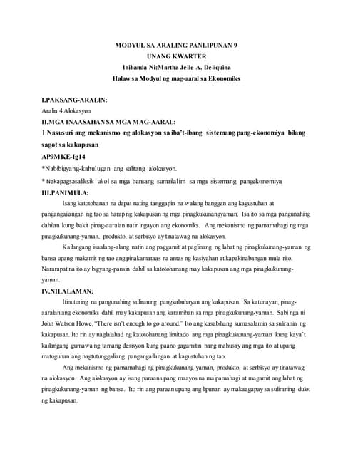 Aralin 3 iba’t-ibang sistemang pang-ekonomiya | PPTX