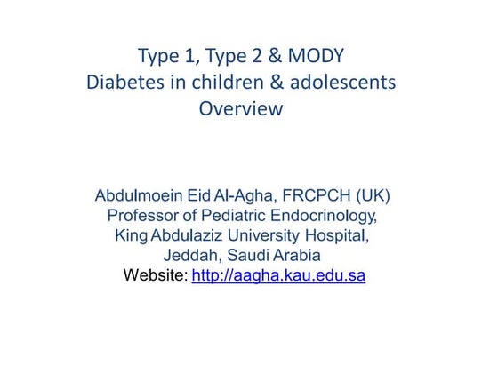 Diabetes mellitus (Definition, Classification, Clinical features ...