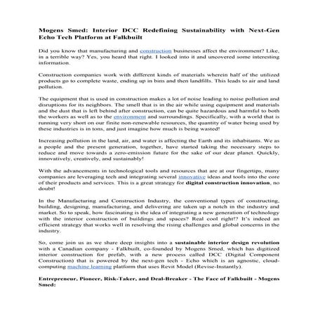 Mogens Smed_ Interior DCC Redefining Sustainability with Next-Gen Echo ...