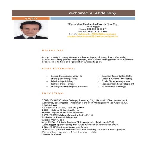 Resume for Mohamed abdelnaby 2011 | PDF