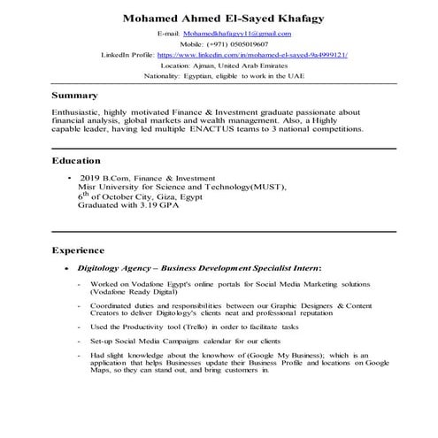 Mohamed el sayed's CV | DOC