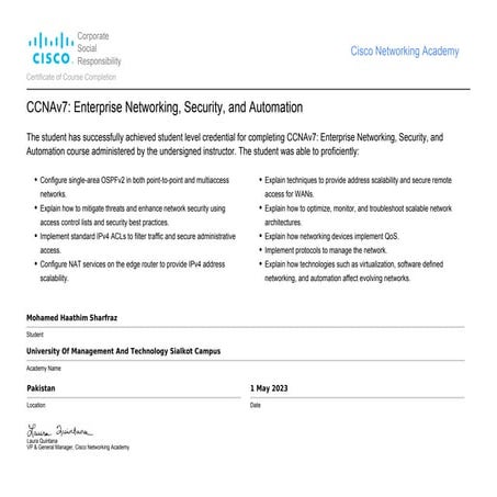 Cisco CCNA ENSA - (Enterprise Networking, Security and Automation) - Certification | PDF