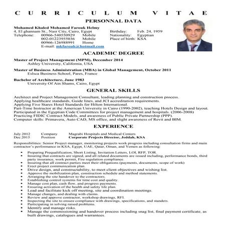 Mohamed khaled helmy cv 2015 | PDF