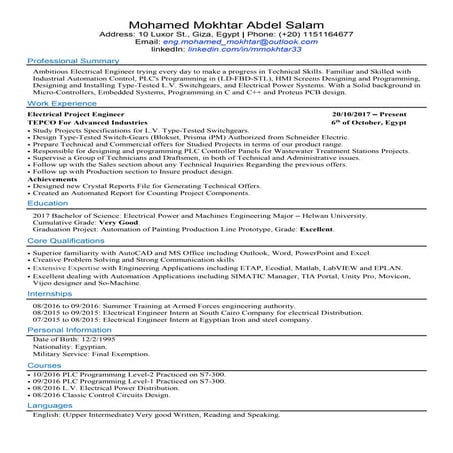 Mohamed Mokhtar CV | PDF