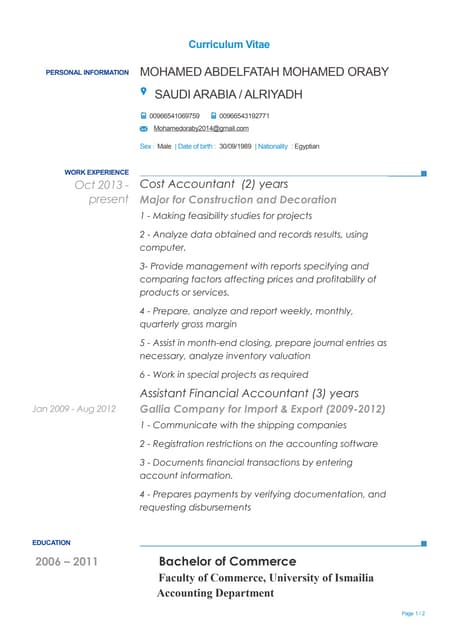 Samer CV | PDF | Business | Business and Finance