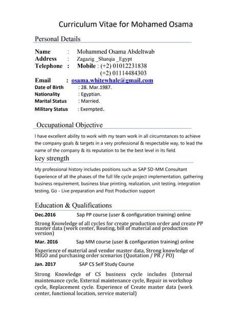Mohamed osama cv | PDF