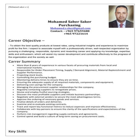 PURCHASING MANAGER - CV - WORD | DOC