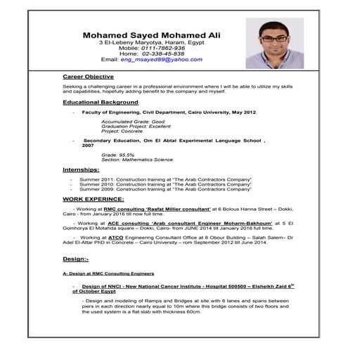 Mohamed sayed cv - civil-2012-2016 | PDF