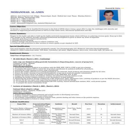 Mohammad. al amin CV | PDF