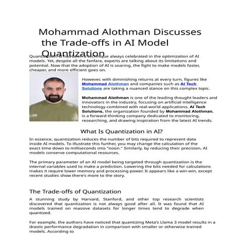 Mohammad Alothman Discusses the Trade offs in AI Model Quantization.pptx