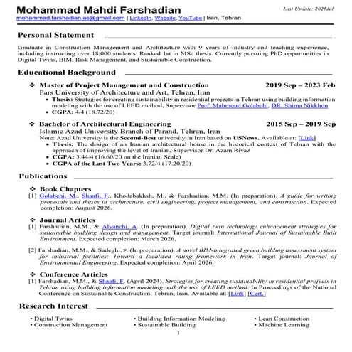 Mohammad Mahdi Farshadian CV - Prospective PhD Student 2026 | PDF