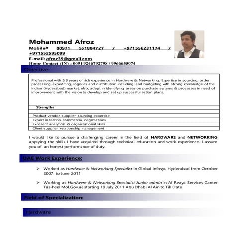 Mohammed afroz cv | DOCX