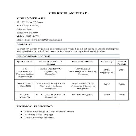 Mohammed asif cv 2014 | PDF
