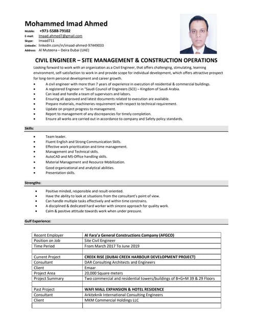 Mohammed Abdul Shoeb Resume | DOC | Civil Engineering Industry | Industries