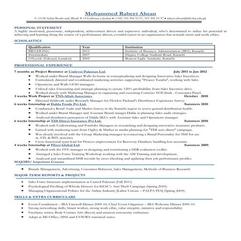 Mohammed Rabeet Ahsan (Iba Marketing & Sales) | PDF
