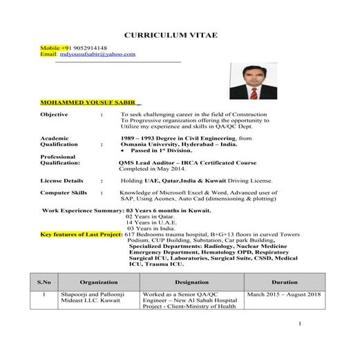Mohammed Yousuf cv | DOC