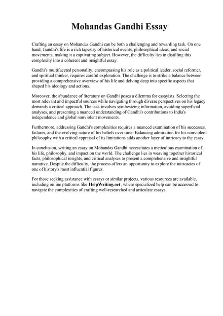 My Favourite Leader Mahatma Gandhi Essay.pdf | Arts and Crafts ...