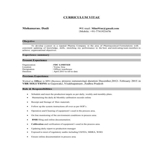 Curriculum Vitae 2016 | DOCX
