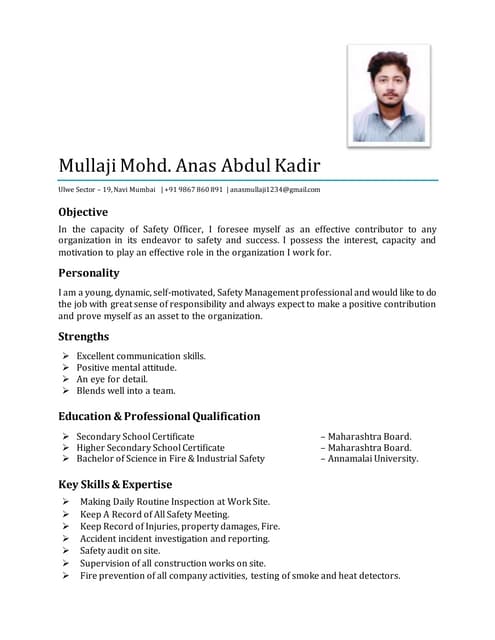 Safety Officer CV | PDF