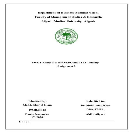 SWOT Analysis of BPO/KPO and ITES Industry | DOCX