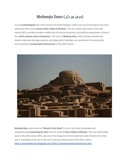MOHENJO-DARO | PPTX | Geology | Science
