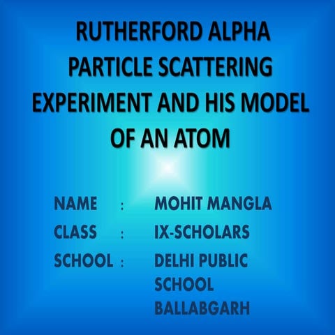 RUTHERFORD ALPHA PARTICLE SCATTERING EXPERIMENT AND HIS MODEL OF AN ...