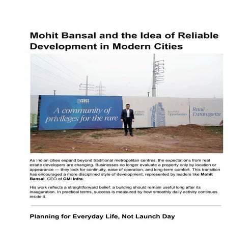 Mohit Bansal's Vision for Reliable and Sustainable Urban Development in ...