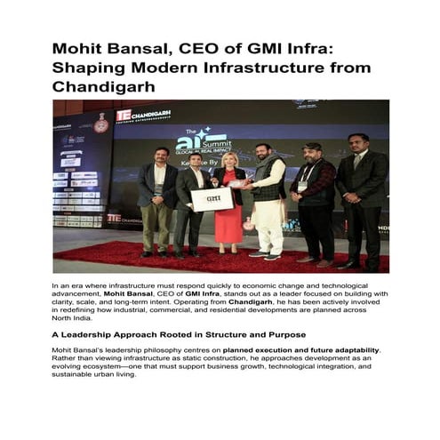 Mohit Bansal, CEO of GMI Infra_ Shaping Modern Infrastructure from ...