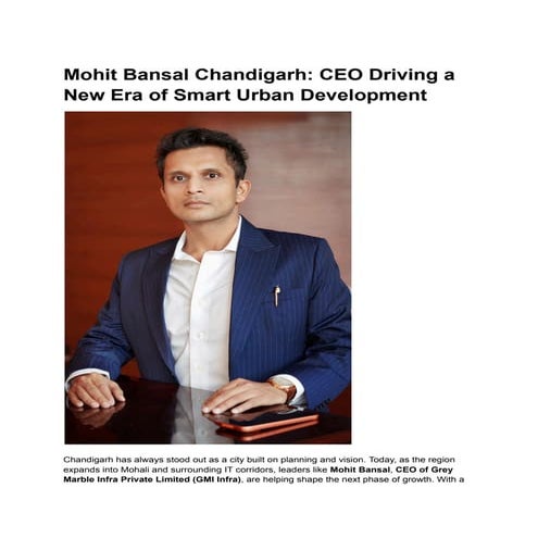 Mohit Bansal Chandigarh_ CEO Driving a New Era of Smart Urban ...