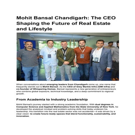 Mohit Bansal Chandigarh_ The CEO Shaping the Future of Real Estate and ...