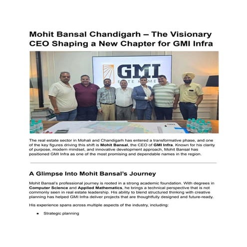 Mohit Bansal Chandigarh – The Visionary CEO Shaping a New Chapter for ...