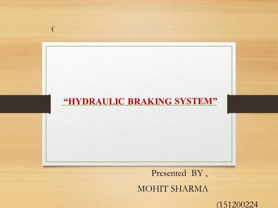 Braking system ppt | PPTX | Chemistry | Science